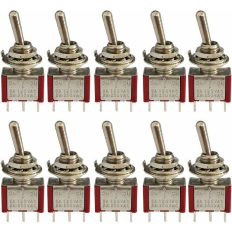 10 Pcs Mini Rocker Switch, AC 125V 6A / 250V 2A 3 Pin SPDT ON-OFF-ON 3 ...