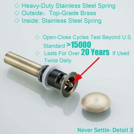 G1 1/4" Pop-up Retro Sink Drain Plug Click-Clack with Overflow in ...