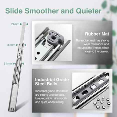Heavy-duty 400mm drawer slides, full-extension ball-bearing drawer ...