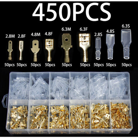 450-piece crimp terminal block for wires, quick-connect male and female ...