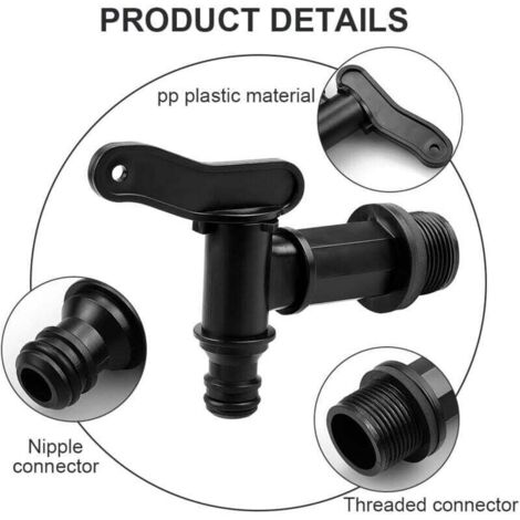 Set of 2 Plastic Tank Taps, Rainwater Harvesting Taps, Hose Tap ...