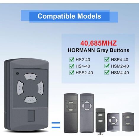 Set of 2 Hormann 40.685 MHz manual garage door transmitters HSE2 HSM4 ...