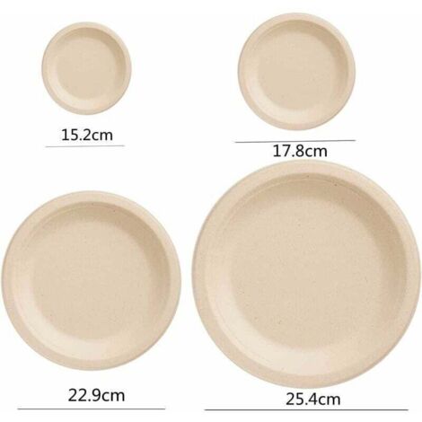 Pack of 100 super rigid cardboard plates, 100% biodegradable and ...
