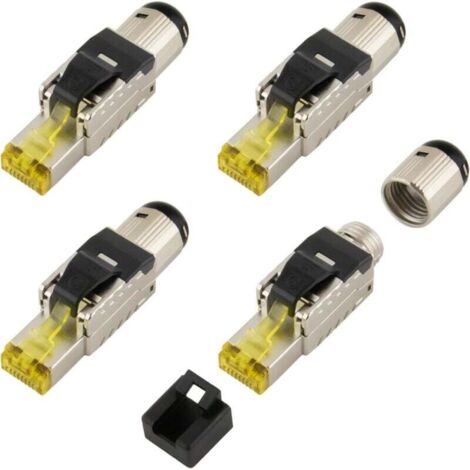 Set of 4 tool-free 8.1" CAT RJ45 network connectors - Metal housing for ...