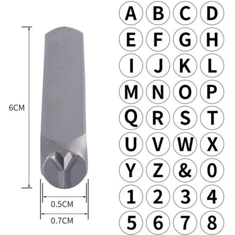 36PCS Metal Punches with Numbers and Letters, Stamping Letters, 6mm