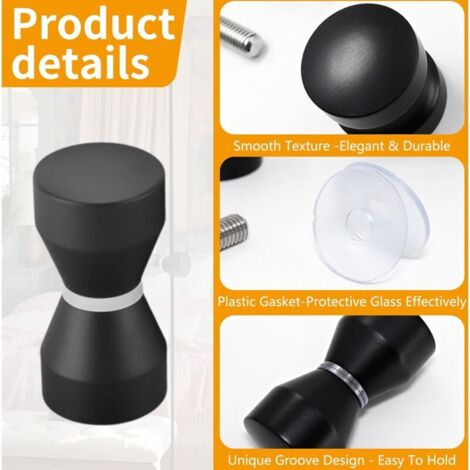 Shower door handle, matte black aluminum, tapered design, easy to ...