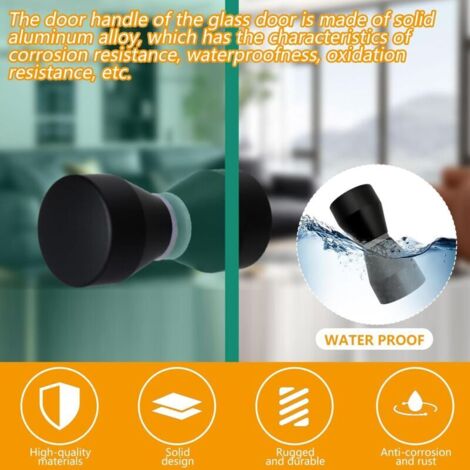 Shower door handle, matte black aluminum, tapered design, easy to ...