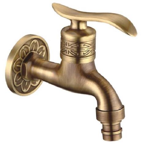 Antique style brass washing machine tap, wall-mounted washing machine ...