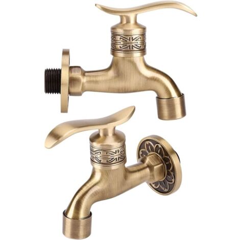 Antique style brass washing machine tap, wall-mounted washing machine ...