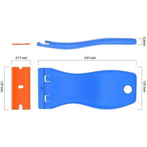 Anti-scratch plastic scraper, 2 blue scrapers + 100 blades, glue ...