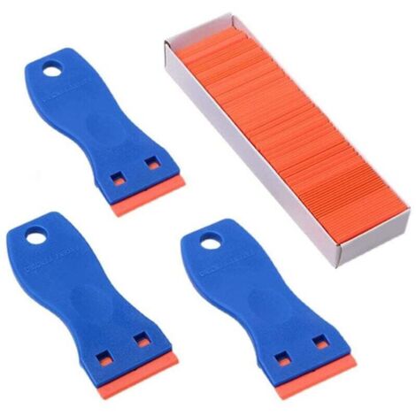 Anti-scratch plastic scraper, 2 blue scrapers + 100 blades, glue ...