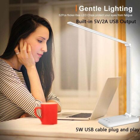 Desk lamp, dimmable LED desk lamp, 5 color temperatures and 5 ...