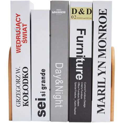 Wooden bookends, 1 pair of non-slip German beechwood desk book supports ...