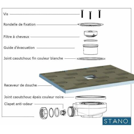 Horizontal drain without cover Ø90 for shower trays