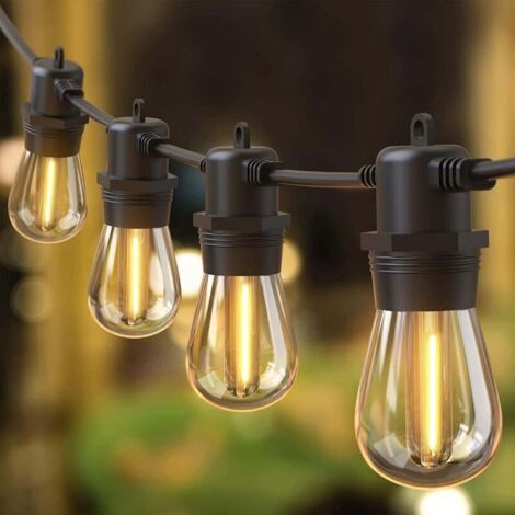 IP65 Waterproof Connectable Outdoor String Lights, 15 S14 LED Bulbs ...