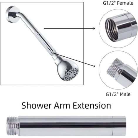 Stainless Steel Shower Arm Extension, 20cm Shower Extension Tube, Round ...