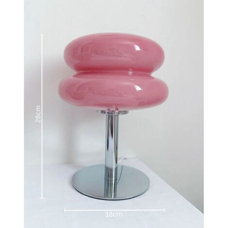 Macaron USB table lamp in pink glass with adjustable brightness ...