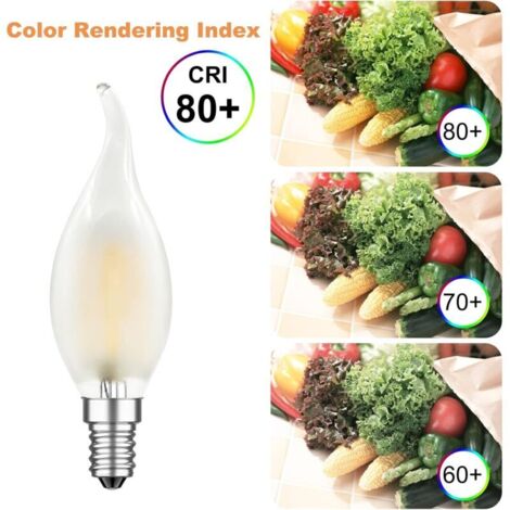 Pack of 6 E14 LED Filament Bulbs, 4W, Flame Shape, Warm White 2700K ...