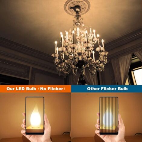 Pack of 6 E14 LED Filament Bulbs, 4W, Flame Shape, Warm White 2700K ...