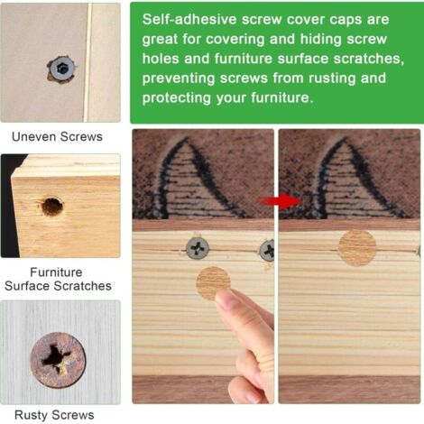 192 Pieces 15mm Screw Covers, Self-Adhesive Wood Texture PVC Furniture ...