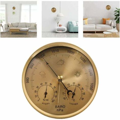 Outdoor thermometer, hygrometer, 3-in-1 wall-mounted barometer, battery ...