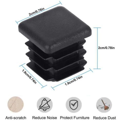 20 pieces plastic end caps for 20x20 mm square tubing, black blade end ...