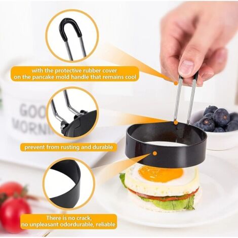Stainless steel egg ring, 4-way fried egg mold for frying pan, egg ...