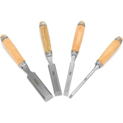 4-Piece Wood Chisel Set (6, 12, 18, 24mm) with Ergonomic Handle and ...