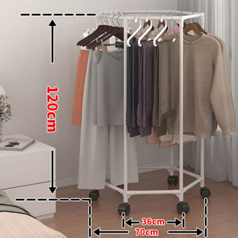 Sturdy hexagonal clothes rack 120cm - Large load capacity - No assembly ...