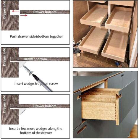120 Pieces Drawer Wedges, Drawer Reinforcement Back Connector ...