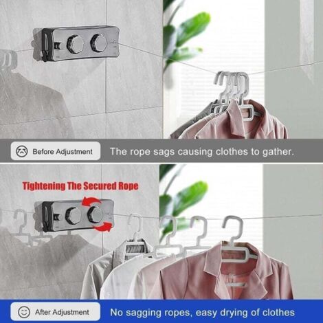 Retractable Clothesline, Wall-Mounted Retractable Clothesline with 2 x ...