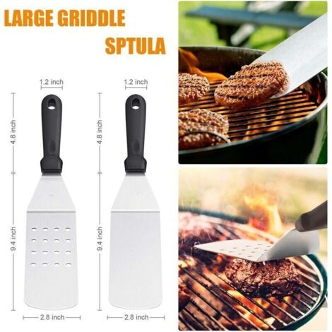 9-Piece Stainless Steel Spatula Set, Professional BBQ Griddle Accessory ...