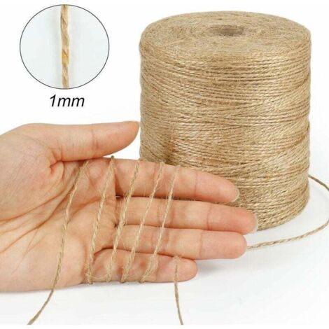 300m natural hemp rope, 1mm thin brown rope for crafts, crochet, gift ...