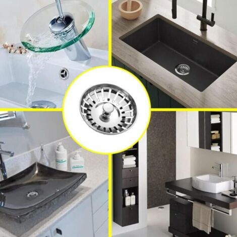 Set of 2 80mm Kitchen Sink Plugs – Stainless Steel Kitchen Sink Drains ...