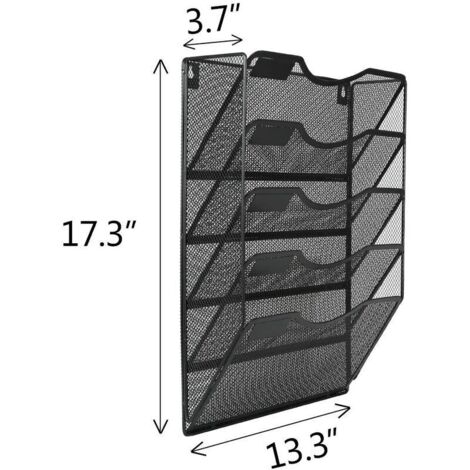 5-Pocket Mesh Wall-Mounted File Organizer, Hanging Desk File Folder ...