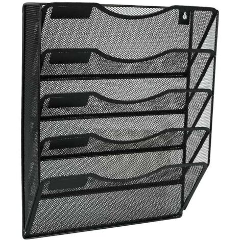 5-Pocket Mesh Wall-Mounted File Organizer, Hanging Desk File Folder ...