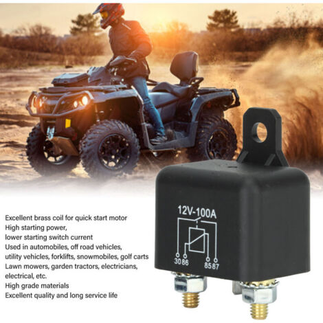 4-pin 12V 100A NO starter relay solenoid for lawnmower, garden tractor ...