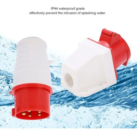 Three-phase 5-pin 16A industrial socket, male and female plug, 3P + N ...