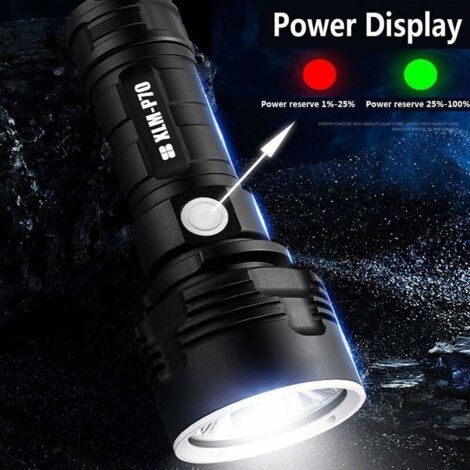 P70 flashlight, 30000-100000 lumens high-power LED ultra-bright ...