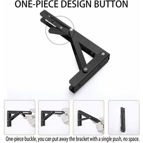 Set of 2 Folding Shelf Brackets 300mm, Wall-Mounted Folding Brackets ...