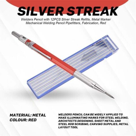 Welder's Pencil with 12 Silver Groove Refills, Metallic Markers for ...