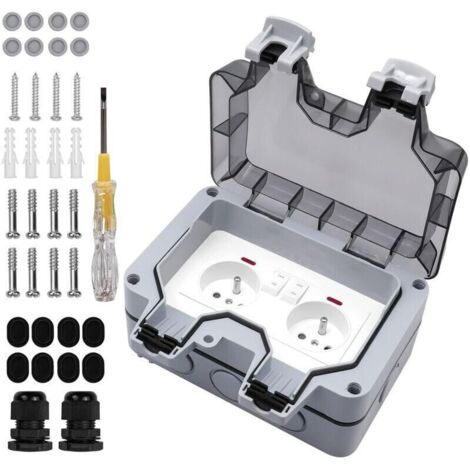 Waterproof Outdoor Socket with Switch and Indicator Light, Double ...