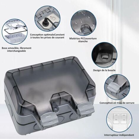 Waterproof Outdoor Socket with Switch and Indicator Light, Double ...