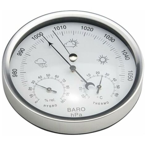 Analog dial barometer weather station with thermometer and hygrometer ...
