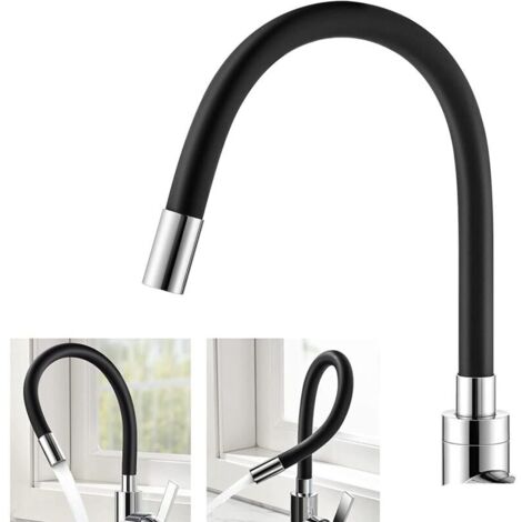 Kitchen tap extension hose, flexible swivel tube - Black - 50 cm - 1/2 ...