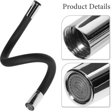 Kitchen tap extension hose, flexible swivel tube - Black - 50 cm - 1/2 ...