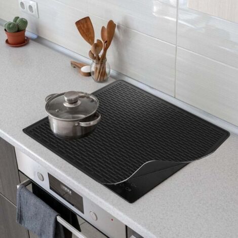 Silicone hob cover, 71 x 50 cm, for ceramic and induction hobs (Black)