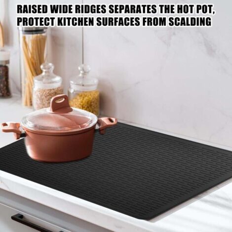 Silicone hob cover, 71 x 50 cm, for ceramic and induction hobs (Black)