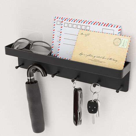 Multifunctional key holder with storage shelf, wall-mounted, no ...