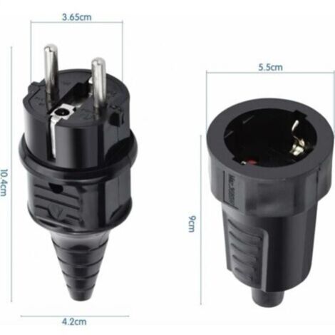 Set of male and female rubber plugs, 250V 16A, IP44 European waterproof ...